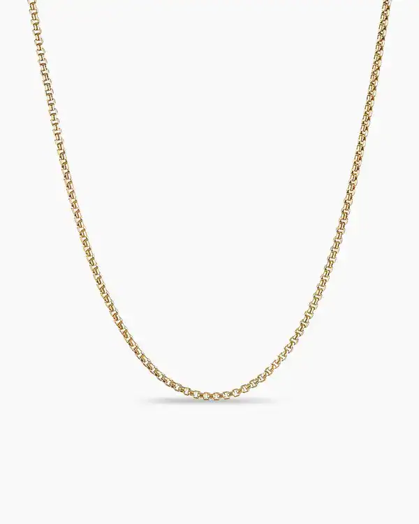 David Yurman Box Chain Slider Necklace In 18k Yellow Gold, 1.7mm All